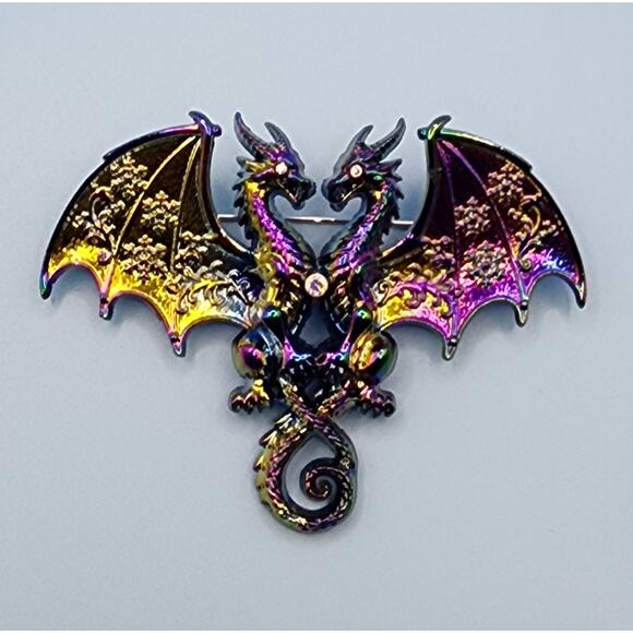 Boutique | Jewelry | Dragon Brooch Double Entwined Medieval Dragons ...